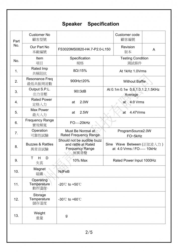 FS3020MS0820-H4.7-P2.0-L150 approval specification page 3