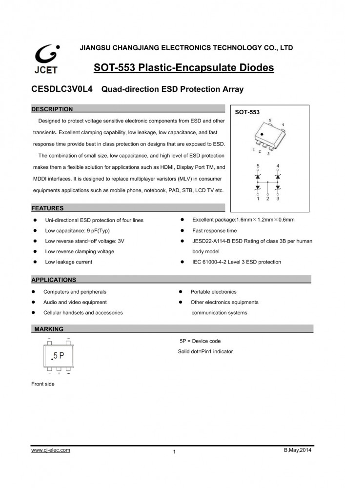 CESDLC3V0L4 datasheet page 1