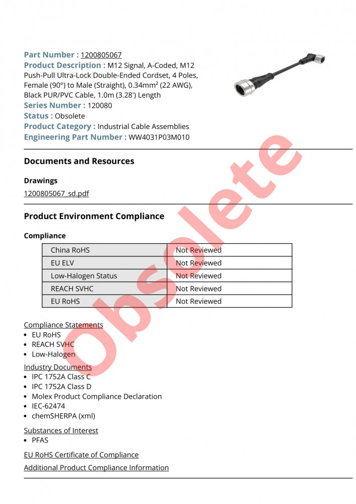 Molex product drawing, page 1
