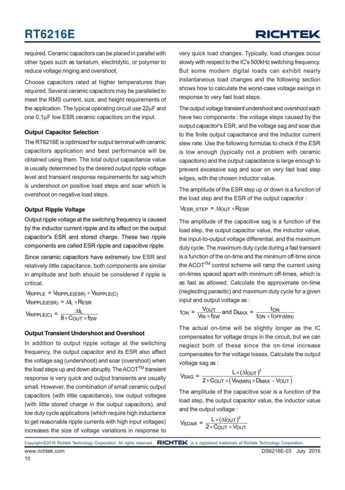 RT6216E datasheet page 10