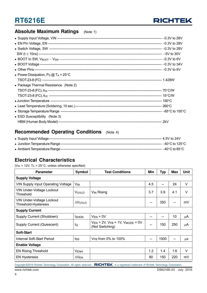 RT6216E datasheet page 4