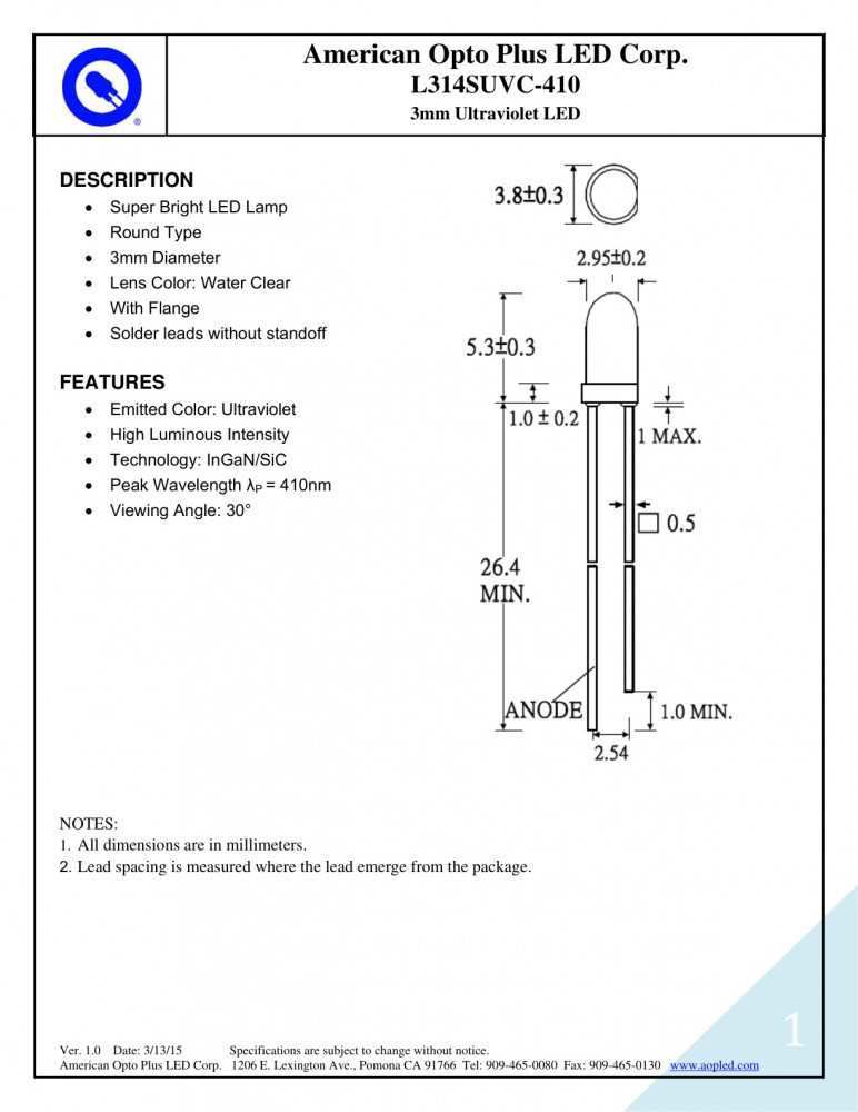 L314SUVC-410 datasheet page 1