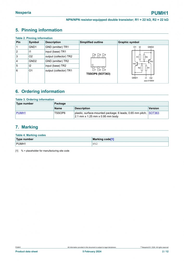 PUMH1 datasheet page 2
