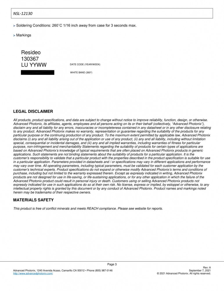NSL-12130 datasheet page 3