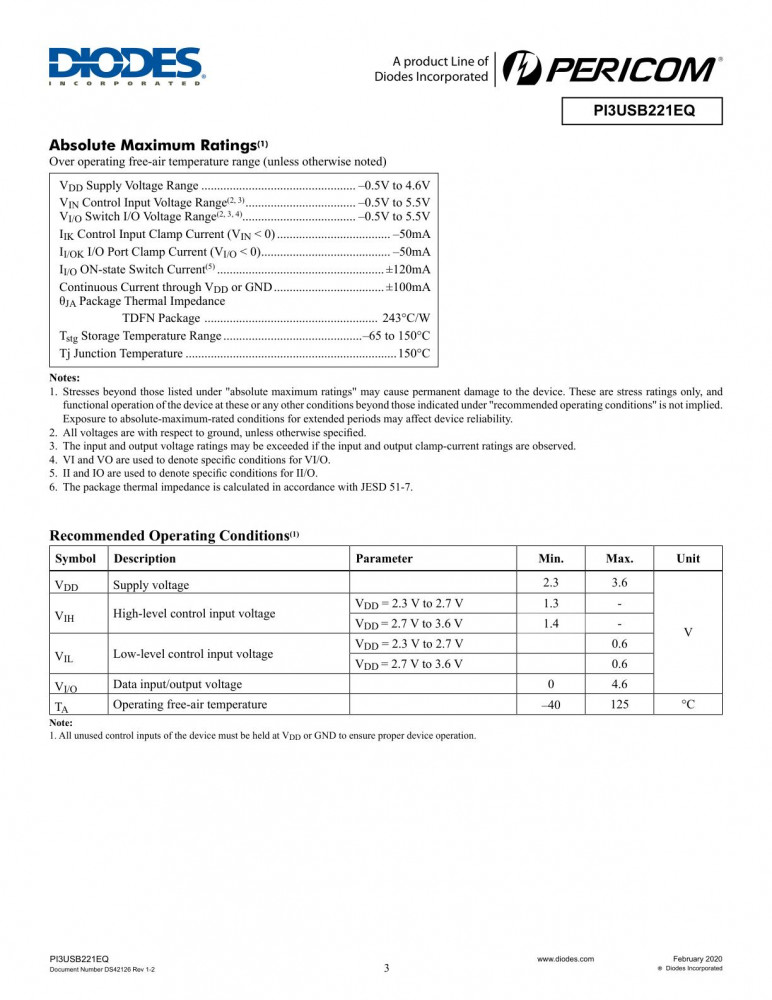 PI3USB221EQ1ZUAEX document page 3