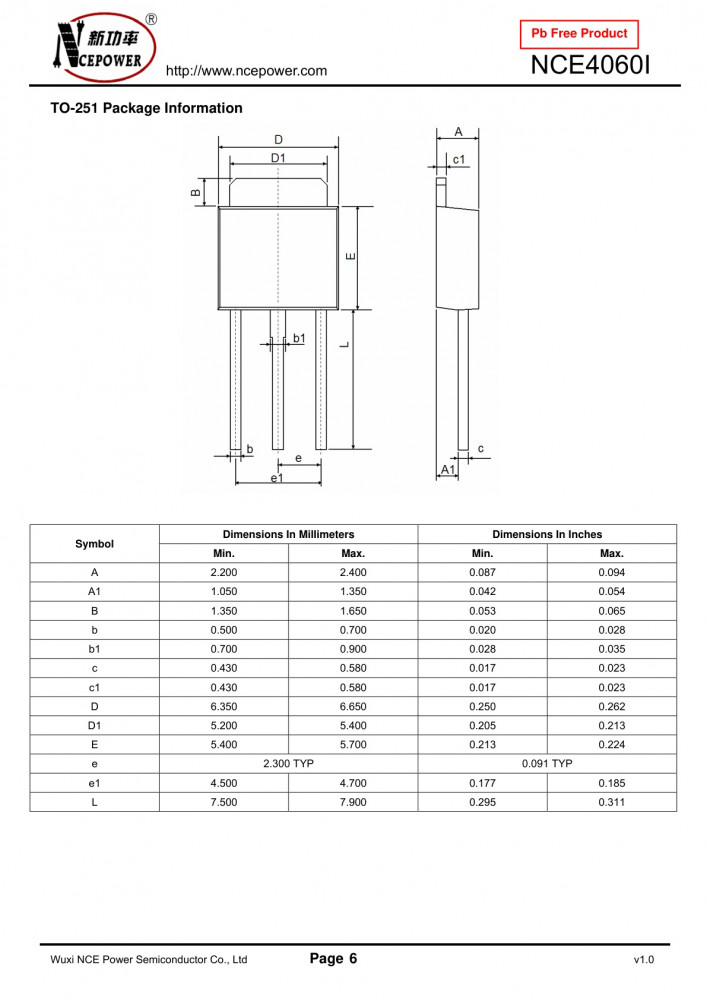 NCE4060I datasheet page 6