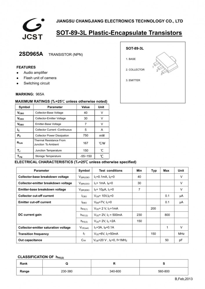 2SD965A datasheet page