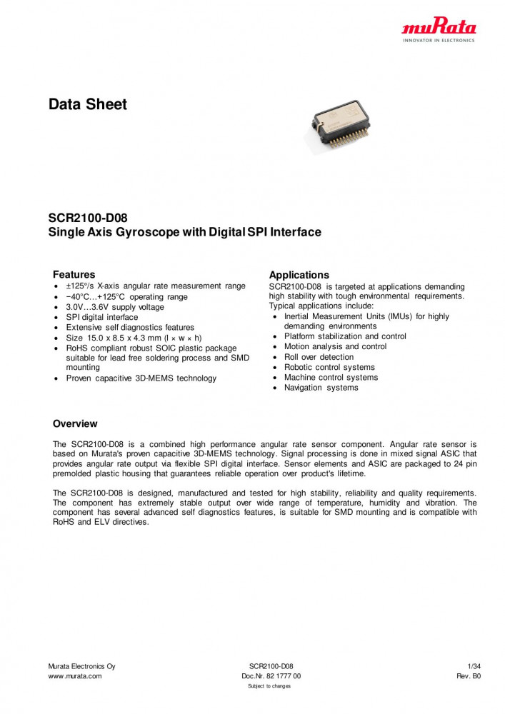SCR2100-D08 datasheet page 1