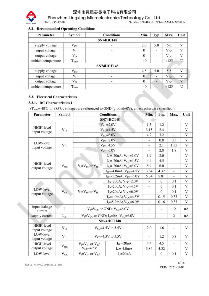 SN74HC148 datasheet page 8