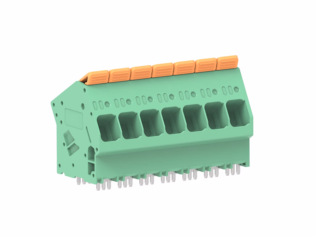 10.00mm Pitch Lever Activated Fixed Mount PCB Terminal Block, 35° Wire Entry, Bussed Terminals, 7 Circuit for sale