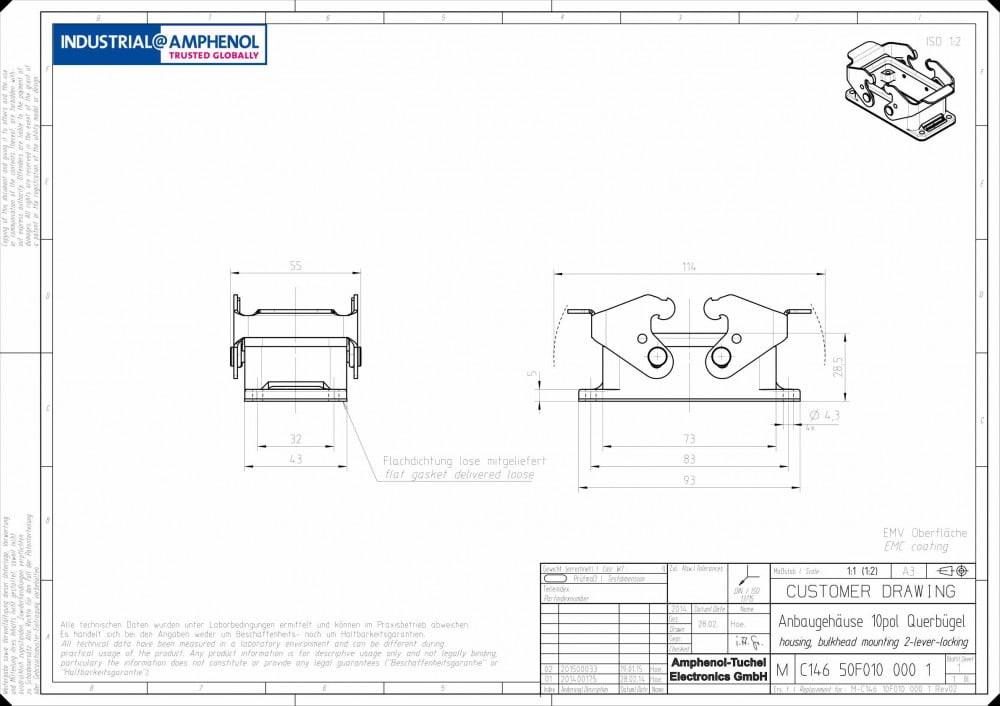 Amphenol C146 50F010 000 1 customer drawing