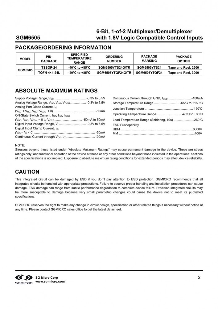 SGM6505 datasheet page 2