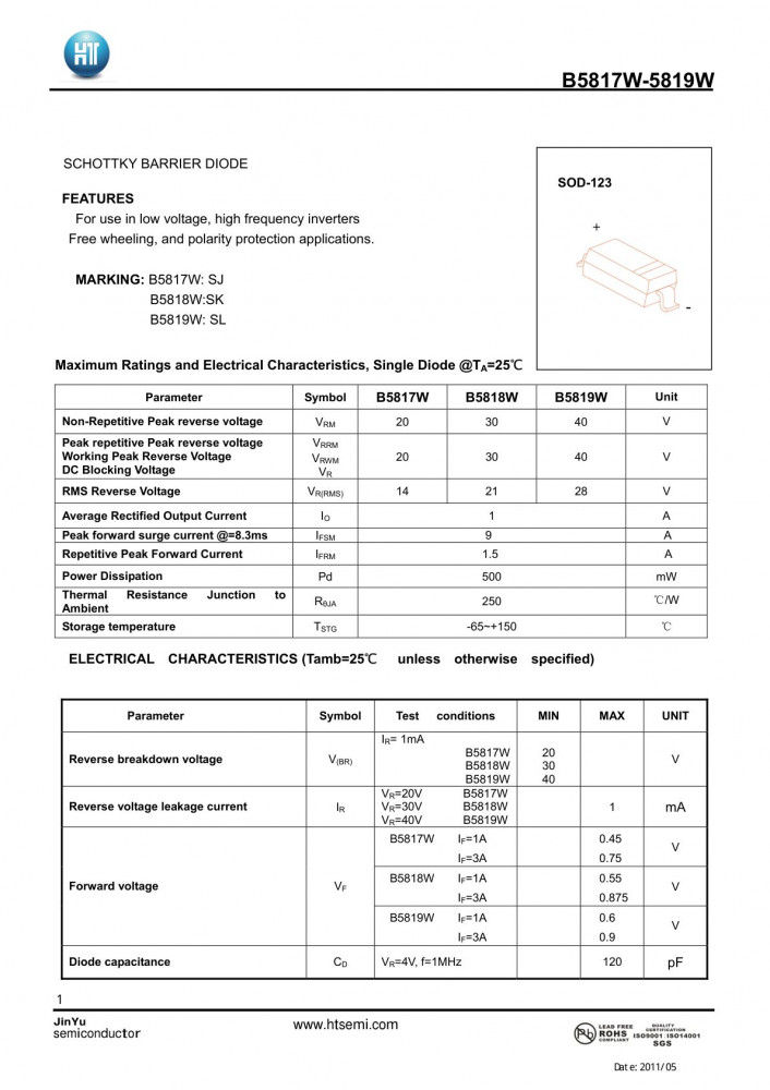 B5817W technical document page 1