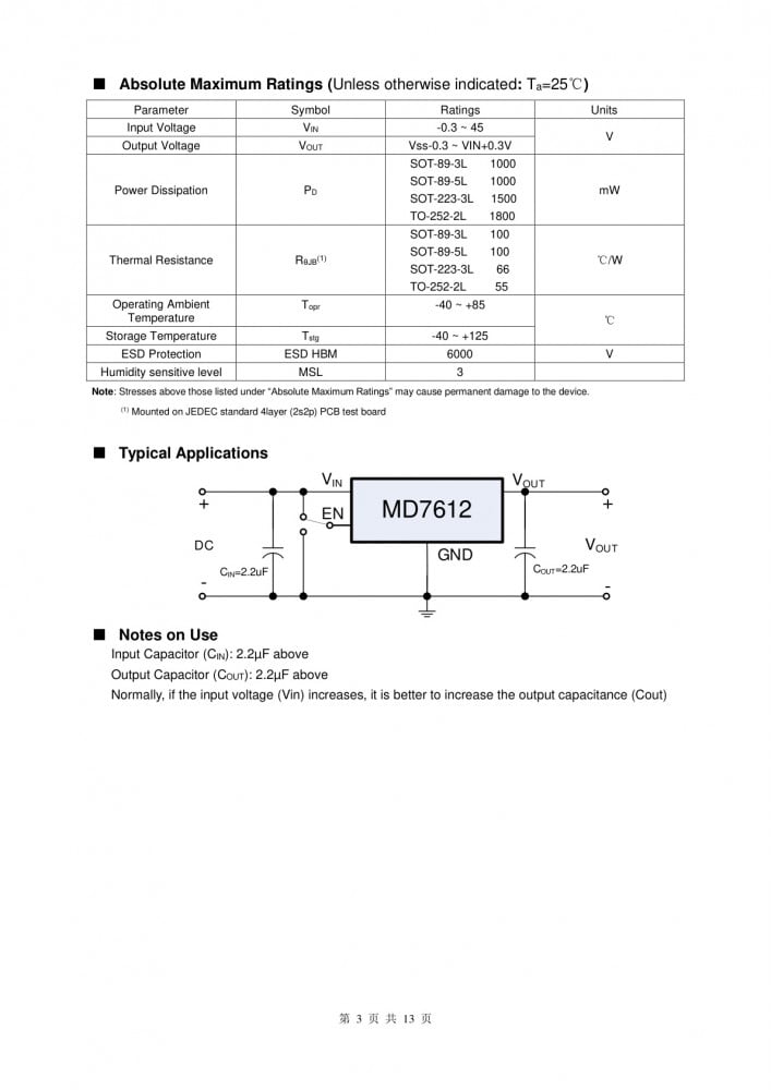 MD7612C33YA2 datasheet page 3