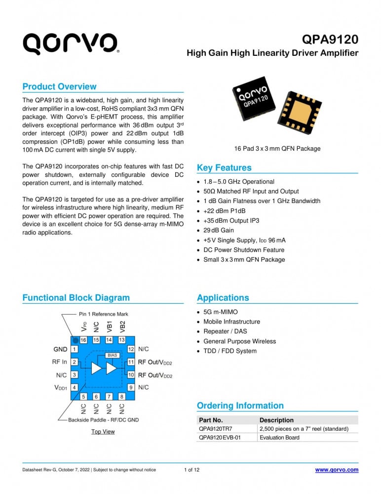 QPA9120 technical document page 1