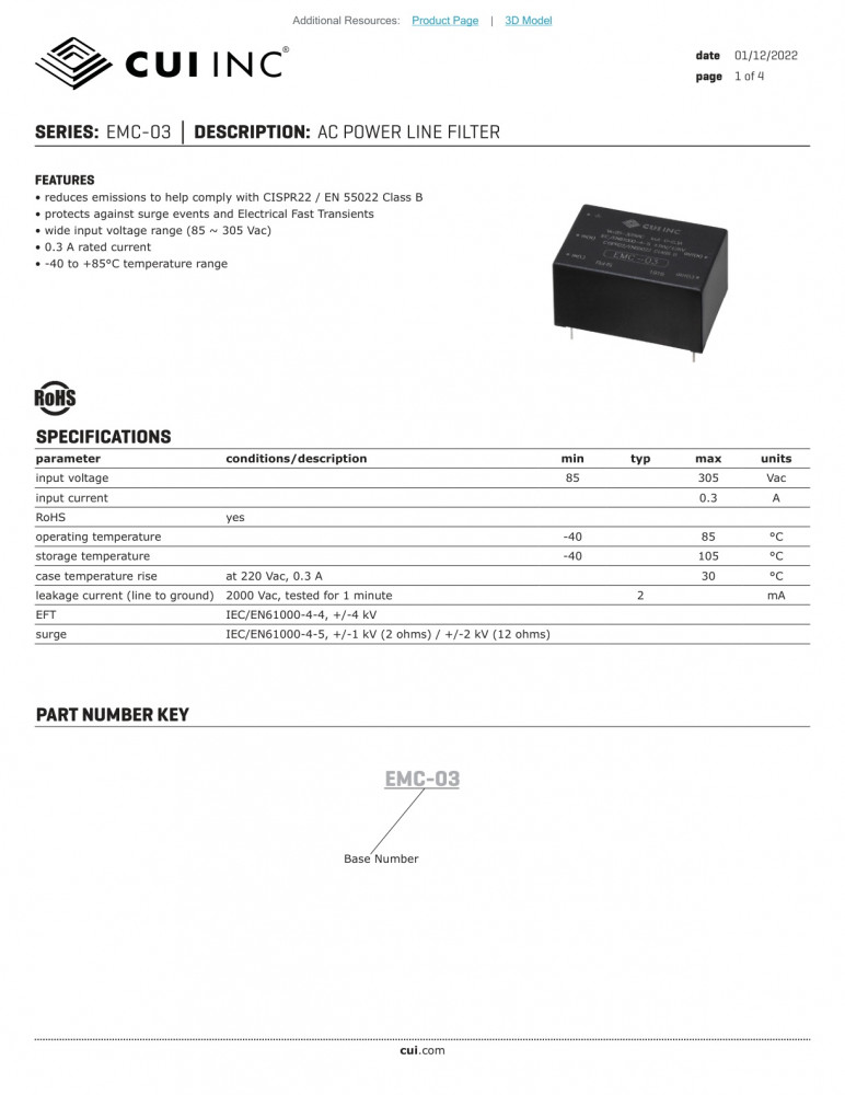 EMC-03 datasheet page 1