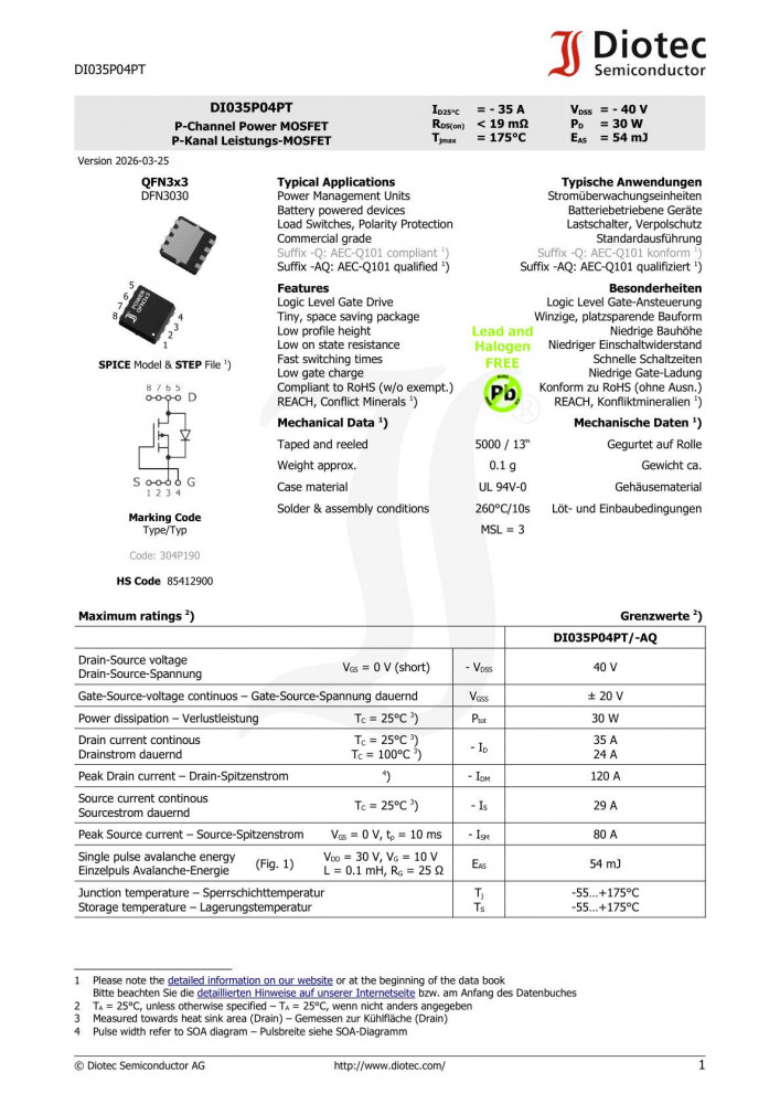 DI035P04PT datasheet page 1