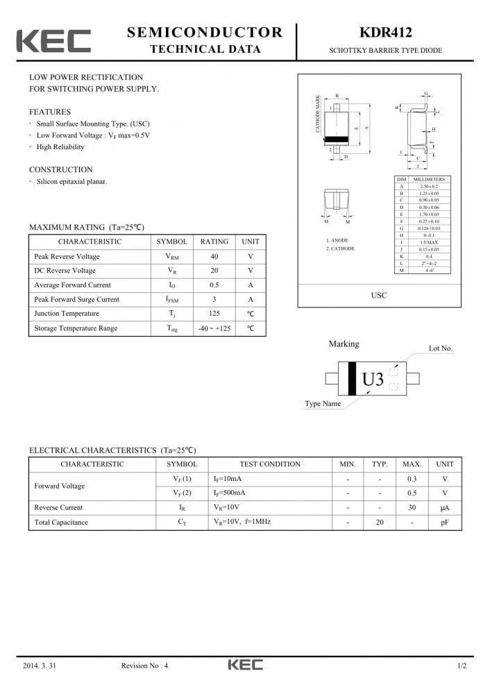 KDR412-RTK/P datasheet page 1