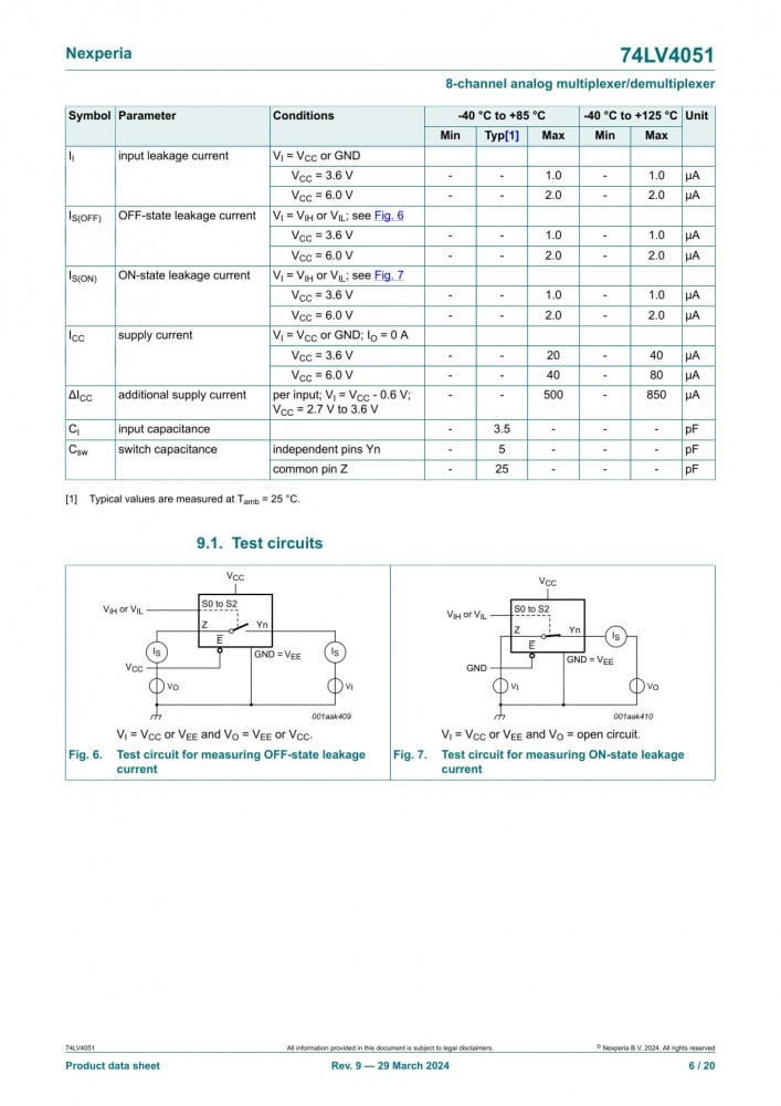 74LV4051BQ datasheet page 6