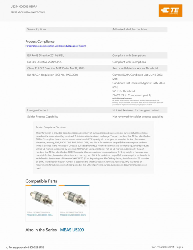 U5244-000005-030PA technical document page 2