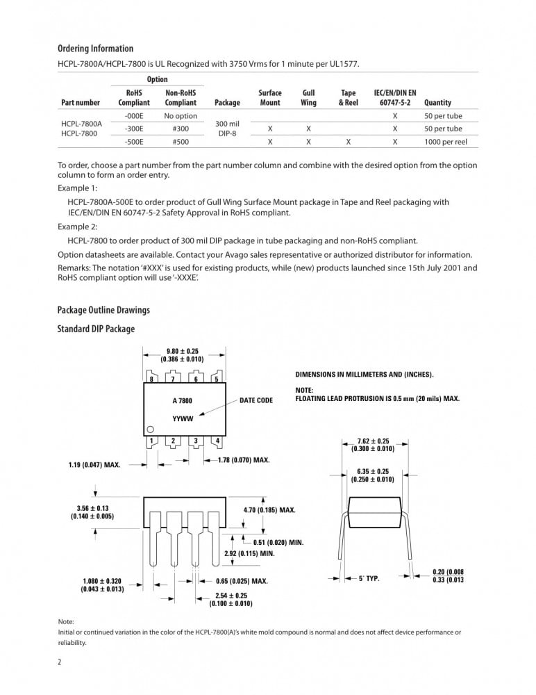 HCPL-7800-500E datasheet page 2
