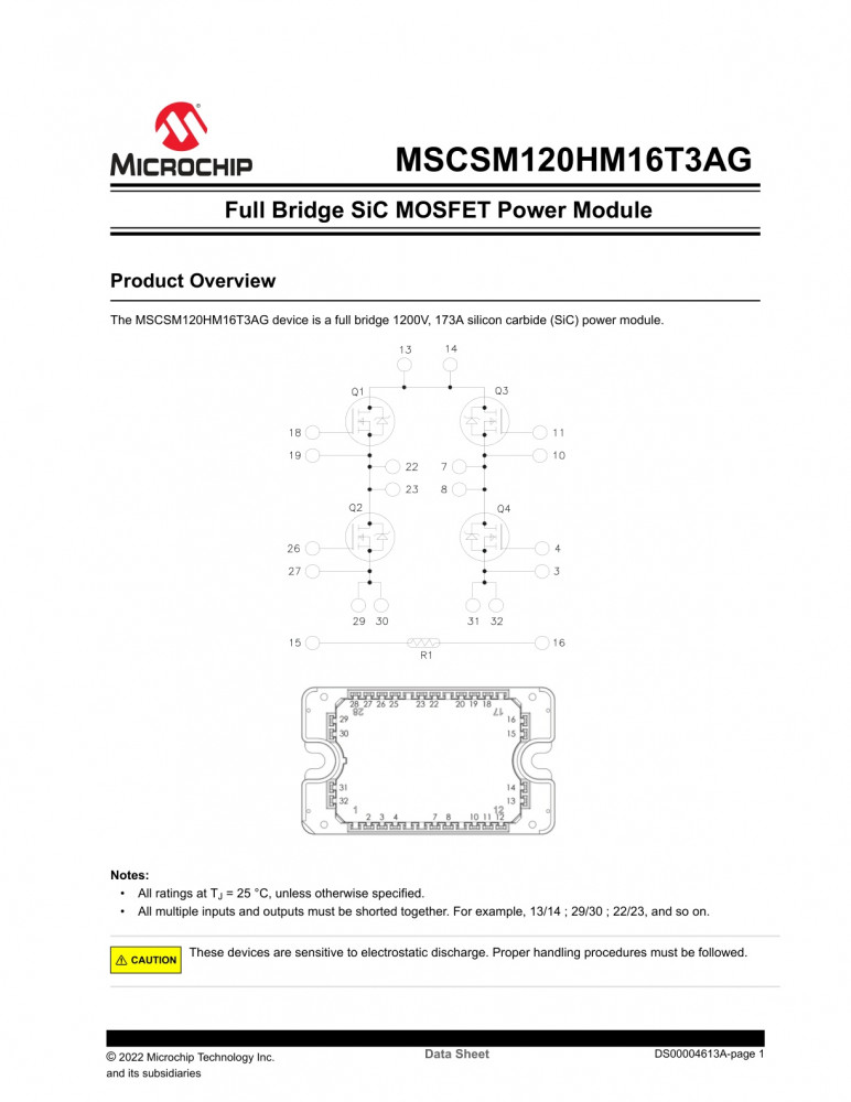 MSCSM120HM16T3AG technical document page 1