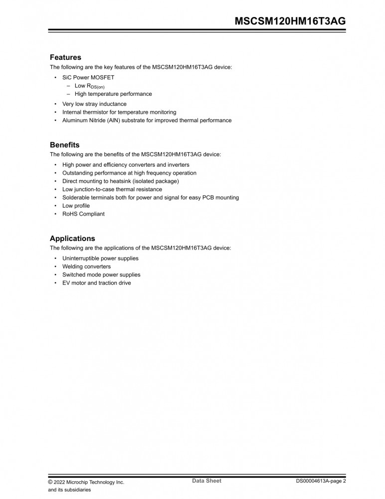 MSCSM120HM16T3AG technical document page 2
