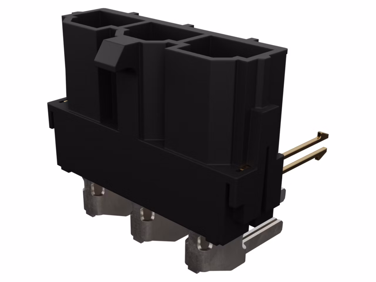Mini-Fit Sr. Right-Angle Header, 10.00mm Pitch, Single Row, 3 Circuits, 8.30mm Tail Length, for 6.35mm PCB, Tin (Sn) Plating, with Clip, USE NYE LUBE ON MATING SURFACES for sale