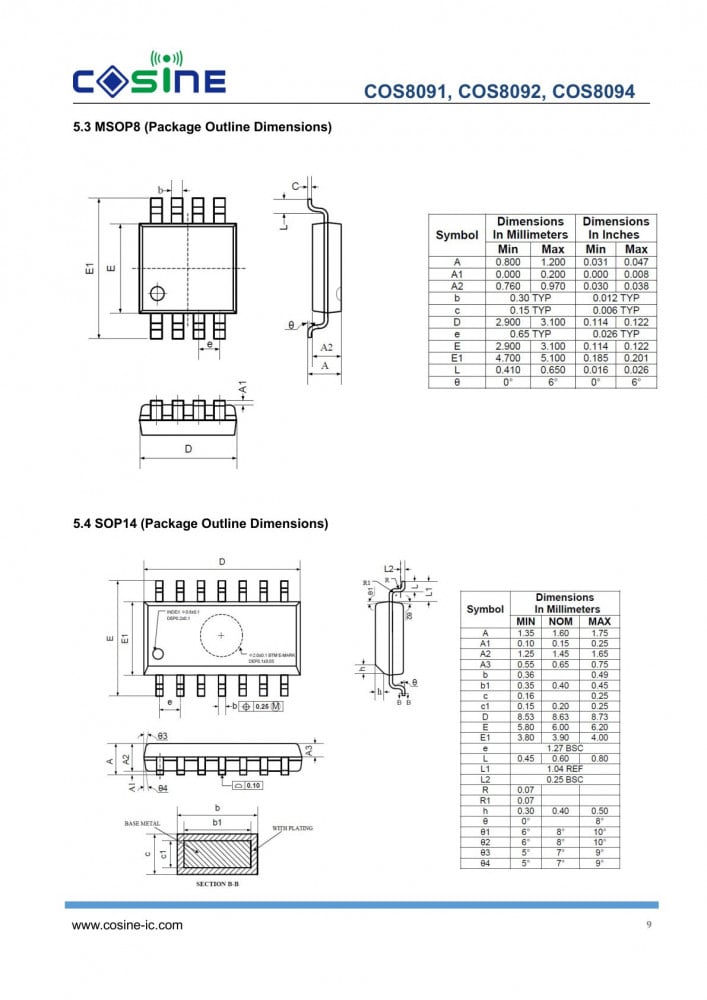 COS8092SR datasheet page 9