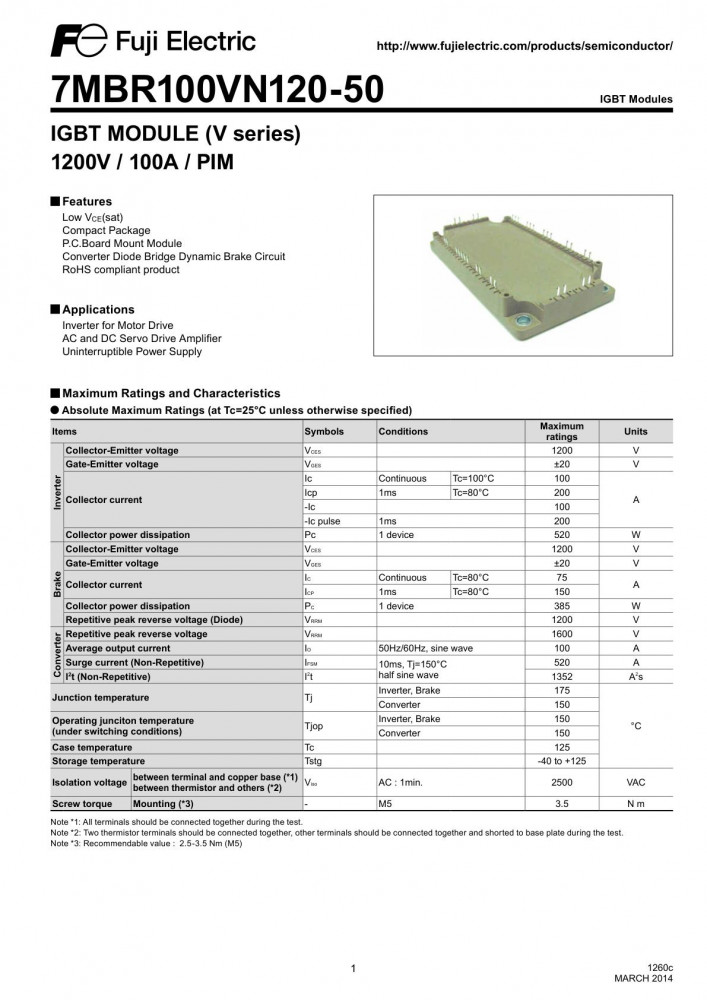 7MBR100VN120-50 datasheet page 1