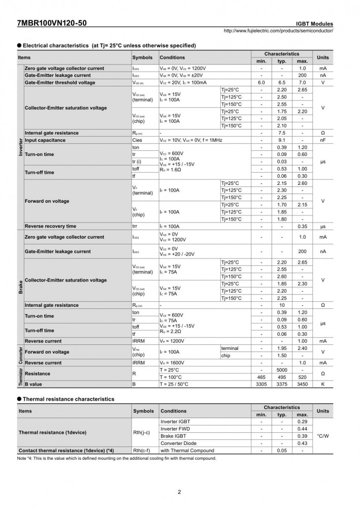 7MBR100VN120-50 datasheet page 2