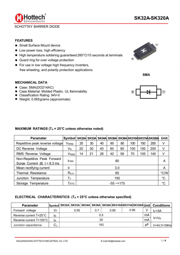 SK36A datasheet page 1