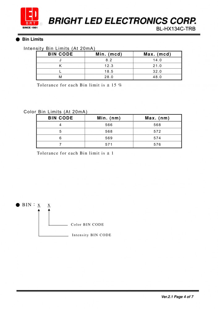 BL-HX134C-TRB technical document page 4