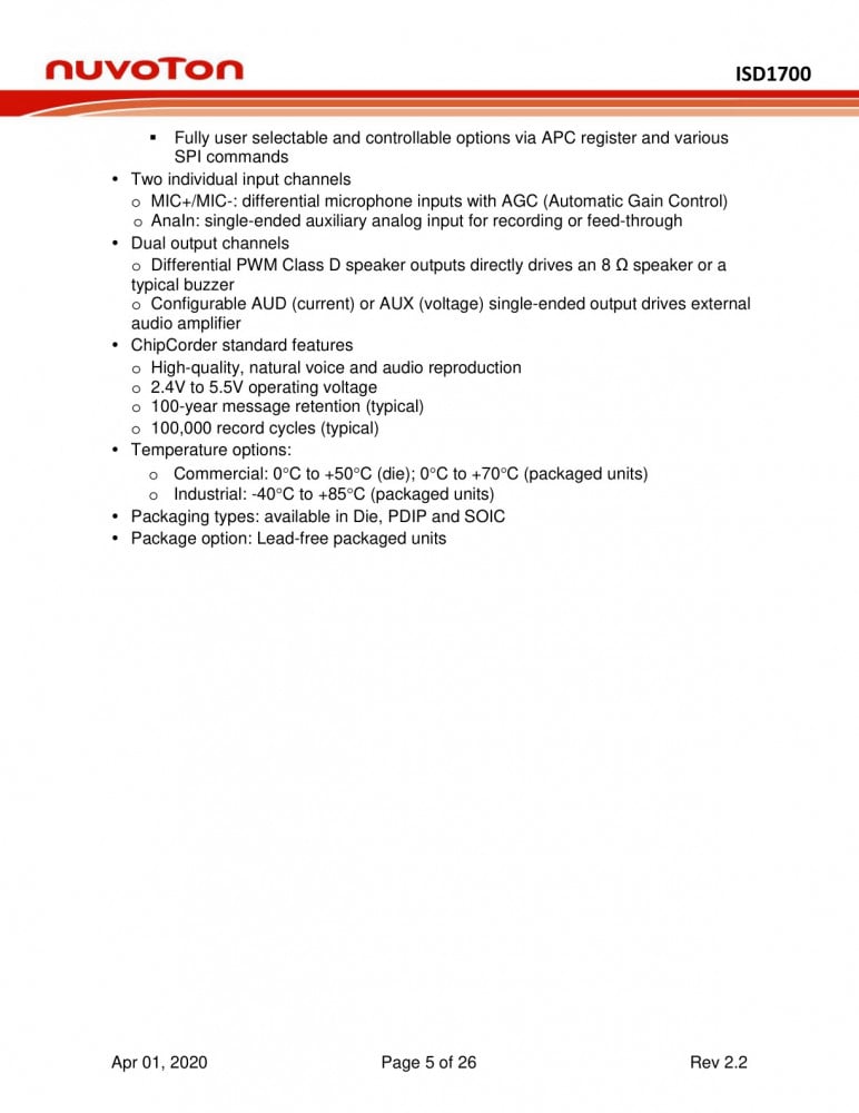 ISD17120PY datasheet page 5