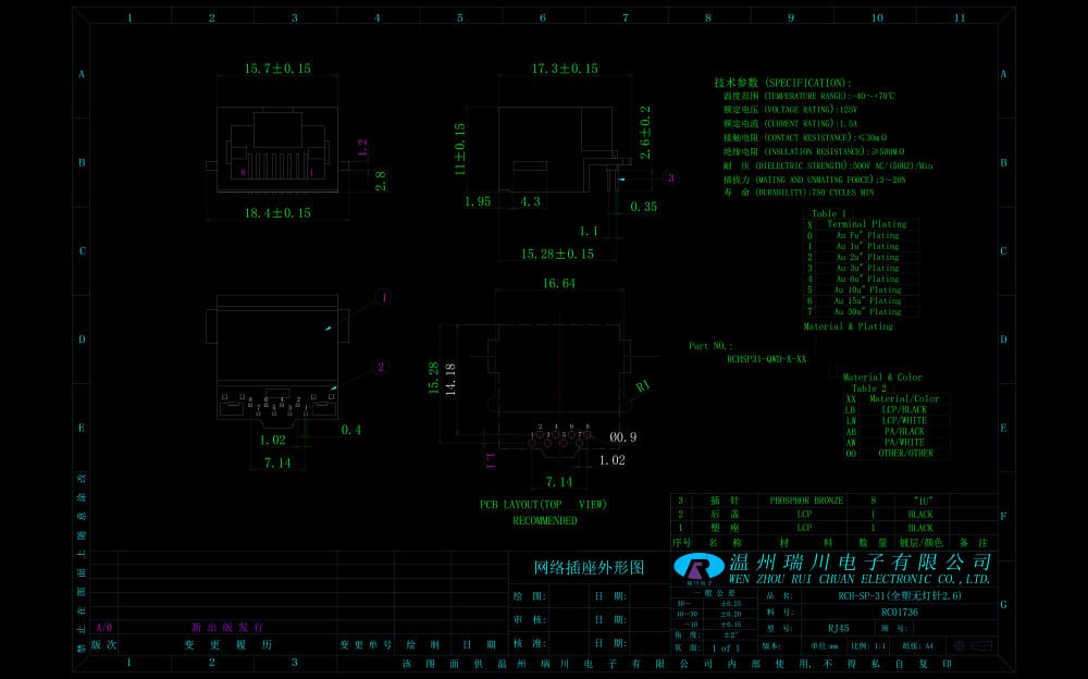 RCH RC01736 technical document preview