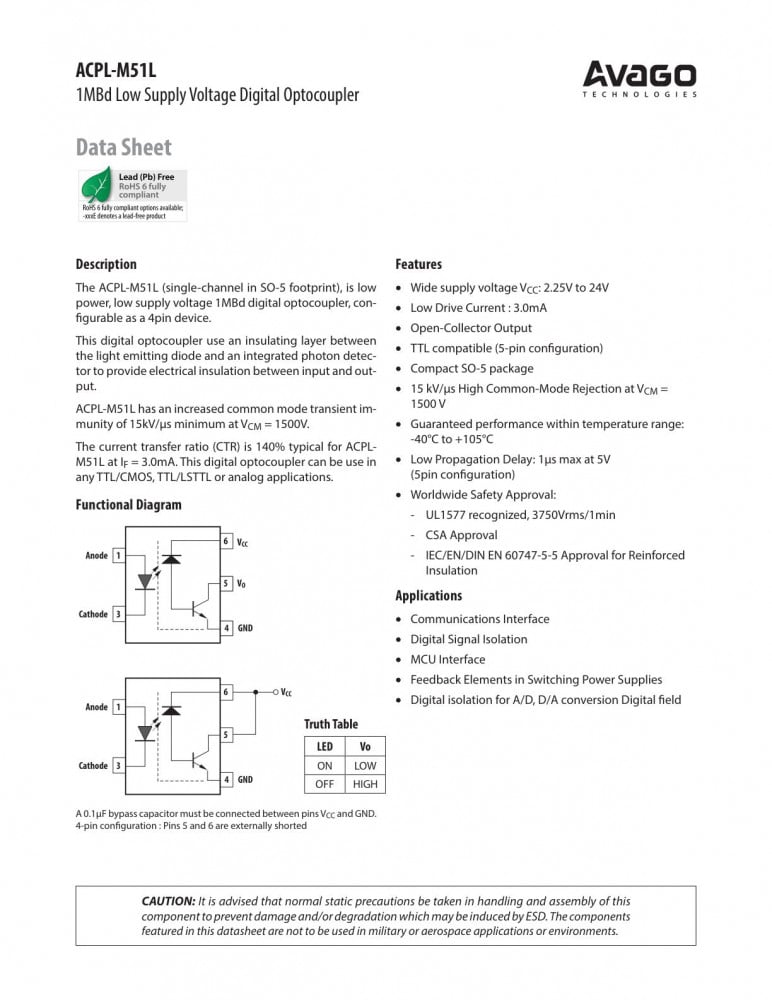 ACPL-M51L-560E datasheet page 1
