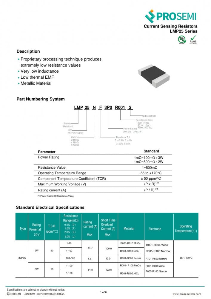 LMP25 datasheet page 1