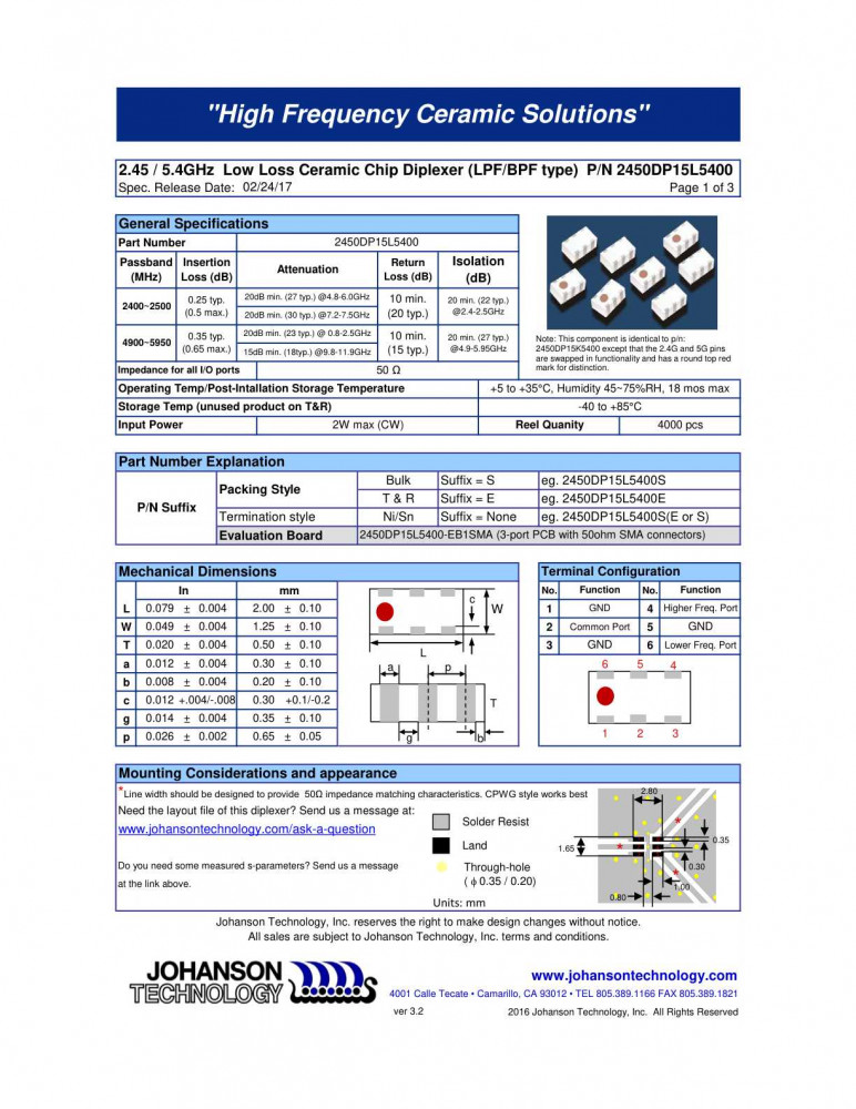 2450DP15L5400E datasheet page 1