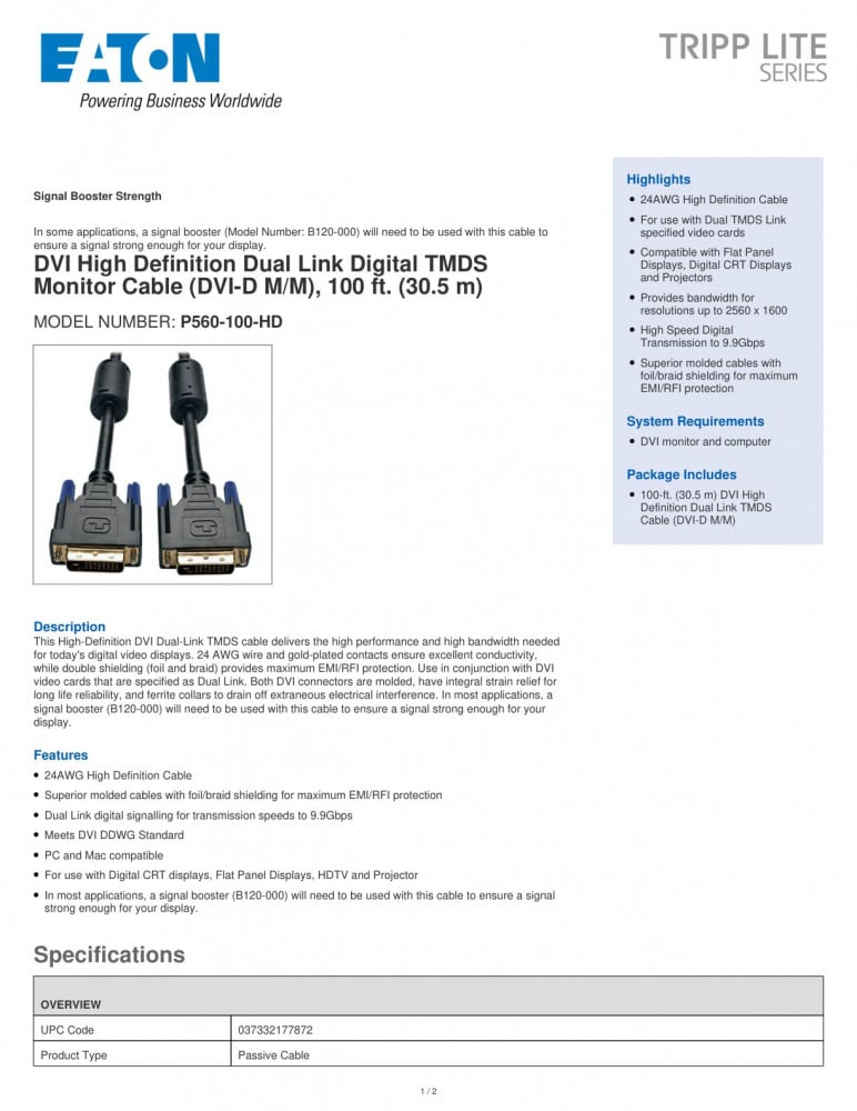 P560-100-HD technical document page 1