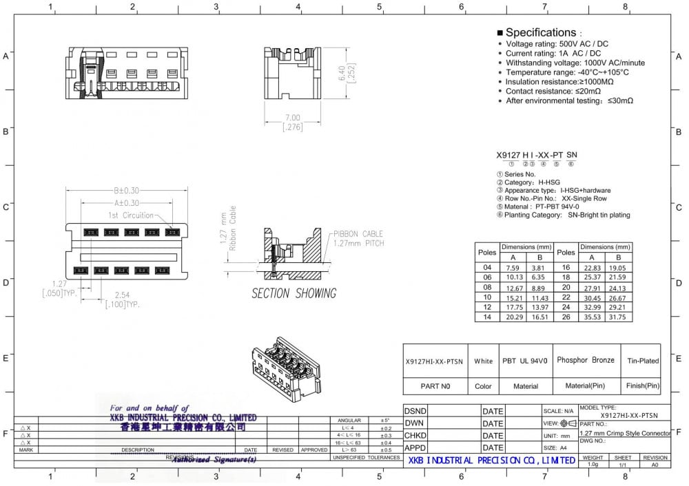 X9127HI-14-PTSN technical drawing page