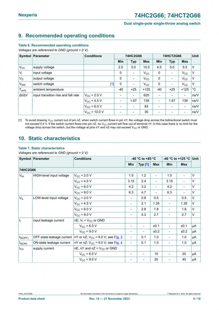 74HCT2G66 datasheet page 4