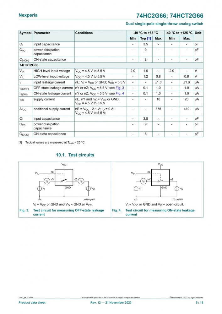 74HCT2G66 datasheet page 5