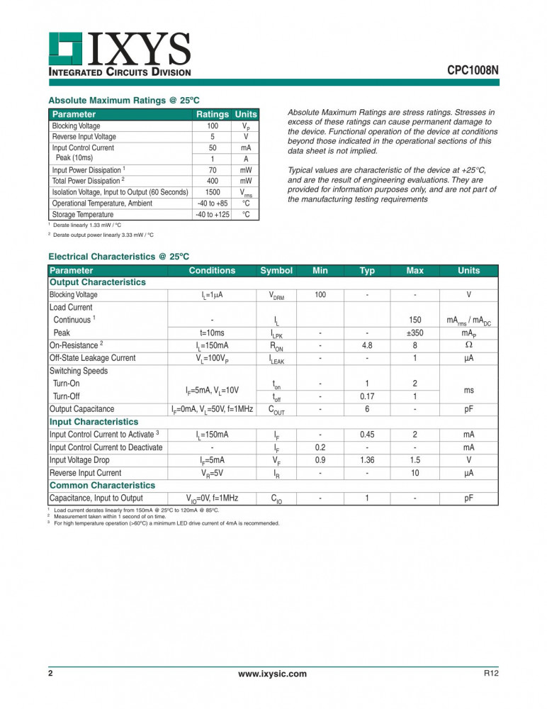 CPC1008N technical document page 2