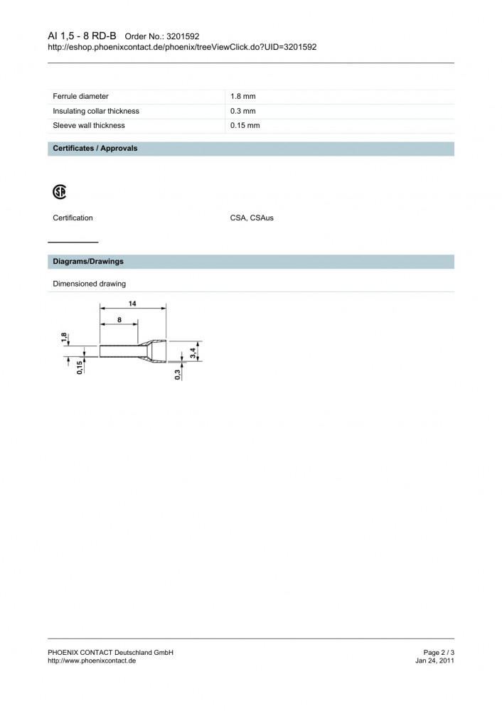 Phoenix Contact 3201592 commercial data page