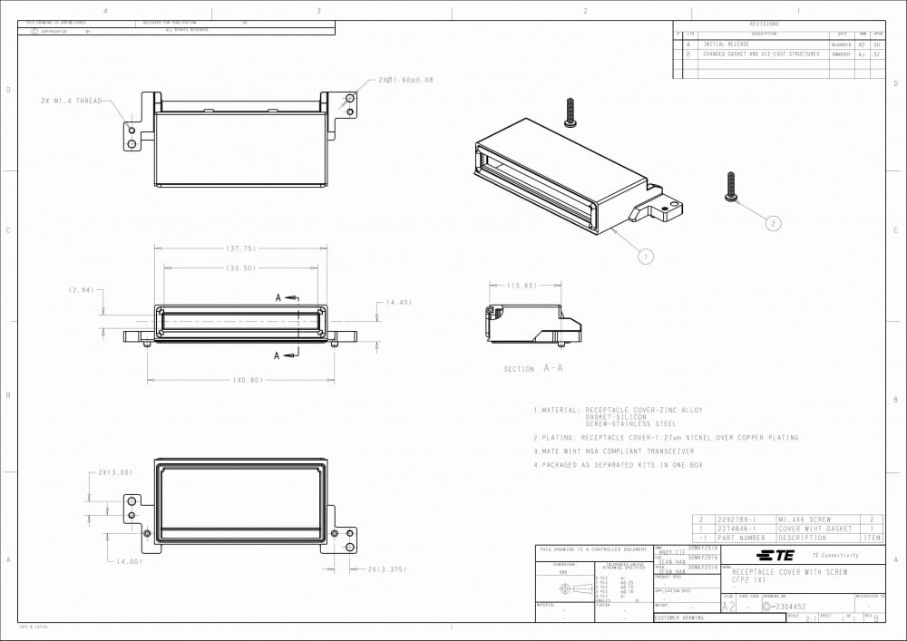 TE Connectivity 2304452-1 engineering drawing preview