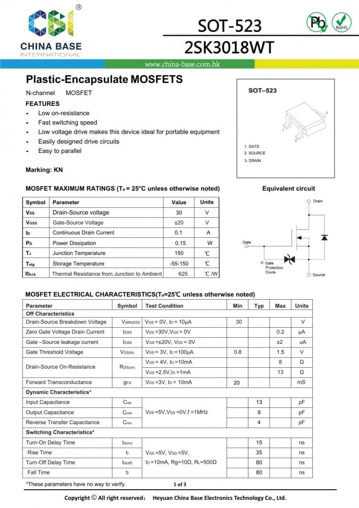 2SK3018WT datasheet page 1