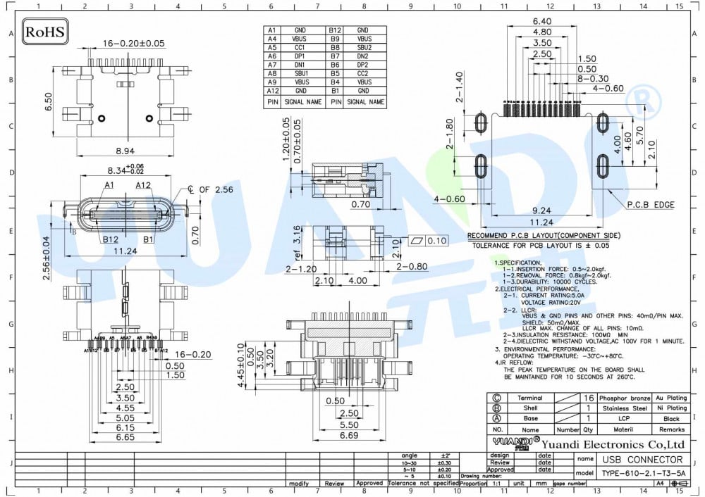 TYPE-610-2.1-T3-5A technical document page 1