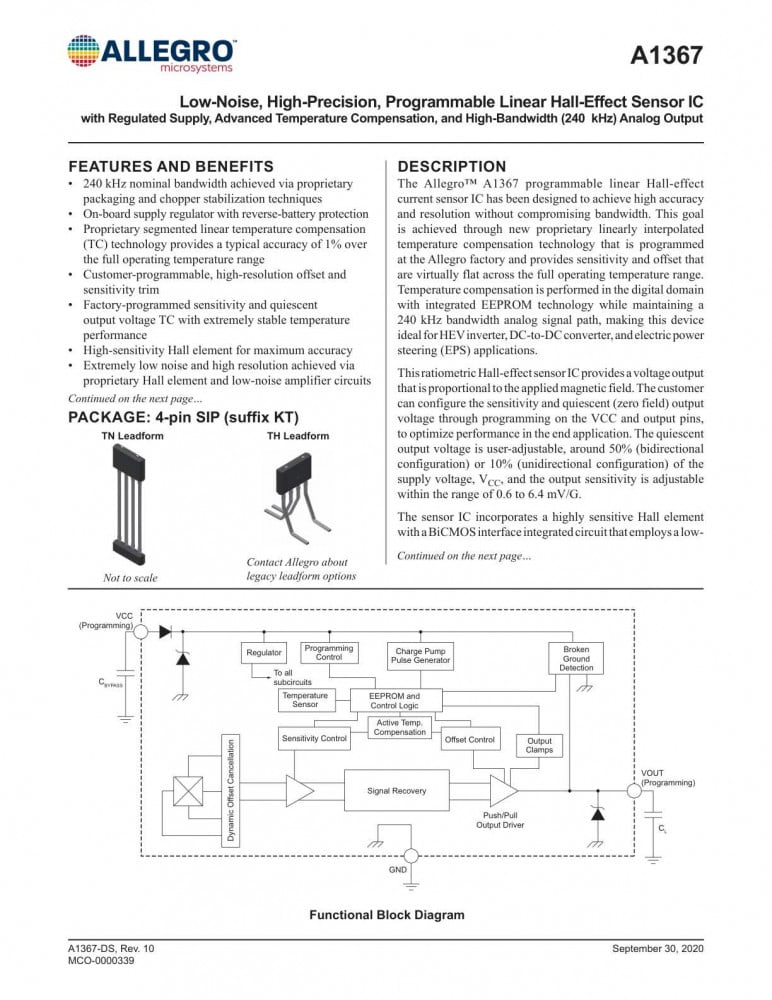 A1367 datasheet page 1