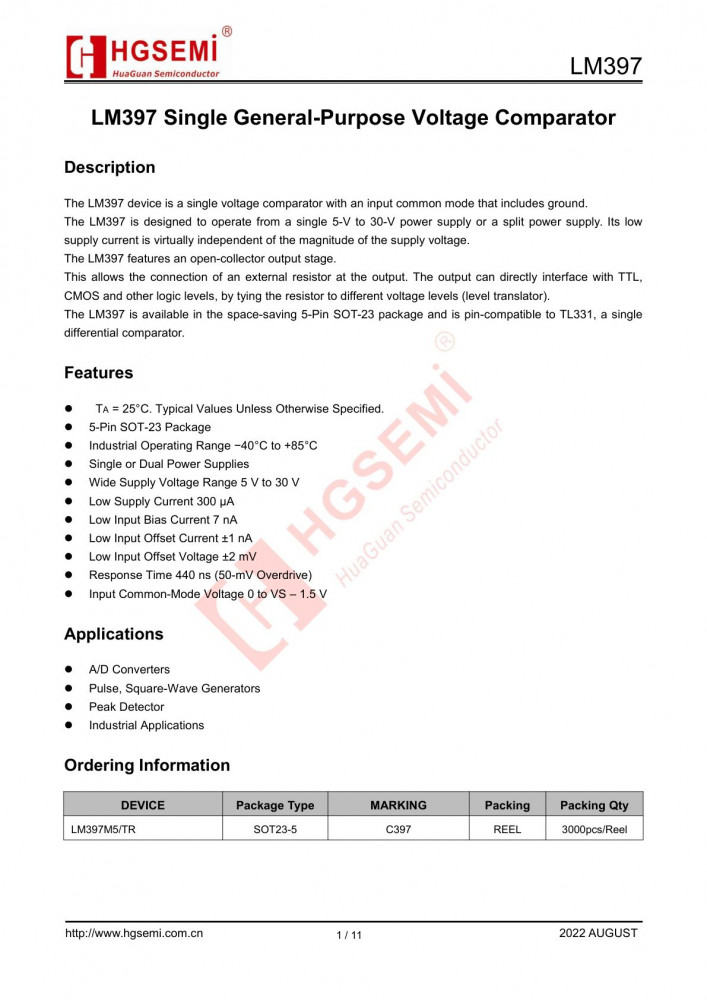 LM397M5/TR datasheet page 1