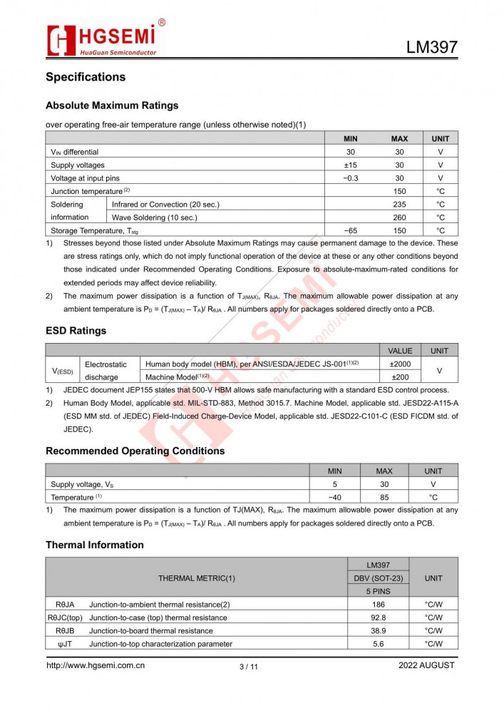 LM397M5/TR datasheet page 3